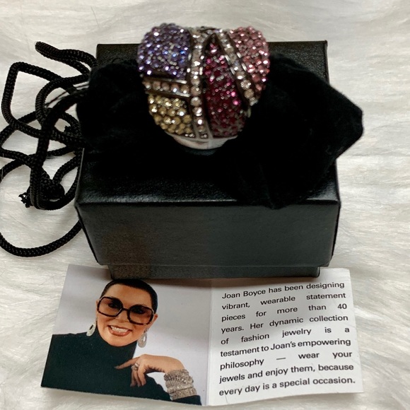 Joan Boyce | Jewelry | Joan Boyce Gunmetal Multicolored Crystal Ring ...